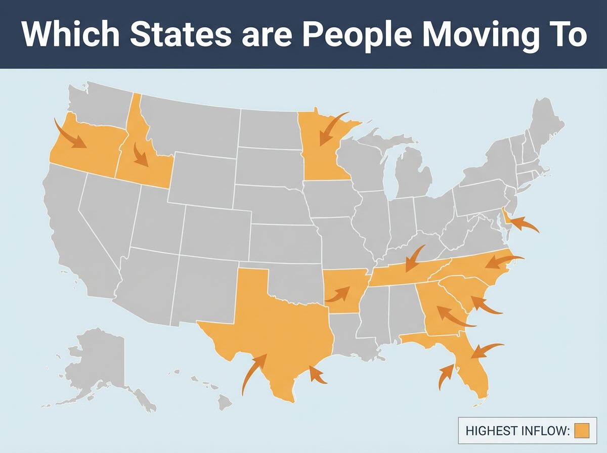 Which States are People Moving To? 2026 Rankings - Coastal Moving Services